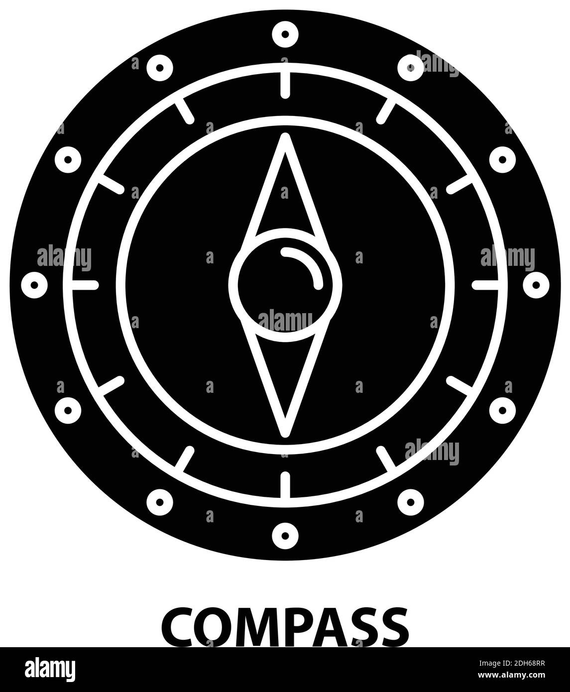 compass icon, black vector sign with editable strokes, concept ...