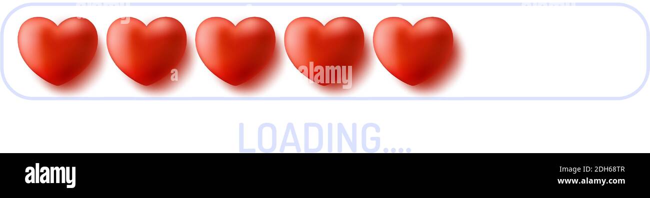 Love loading concept. Progress status bar with realistic Red heart ...