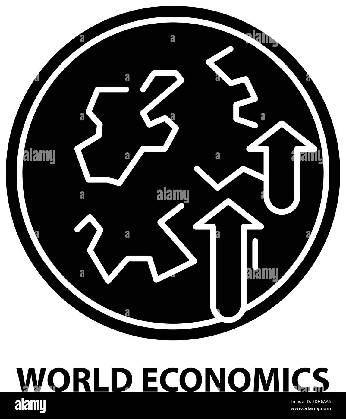 world economics icon, black vector sign with editable strokes, concept ...