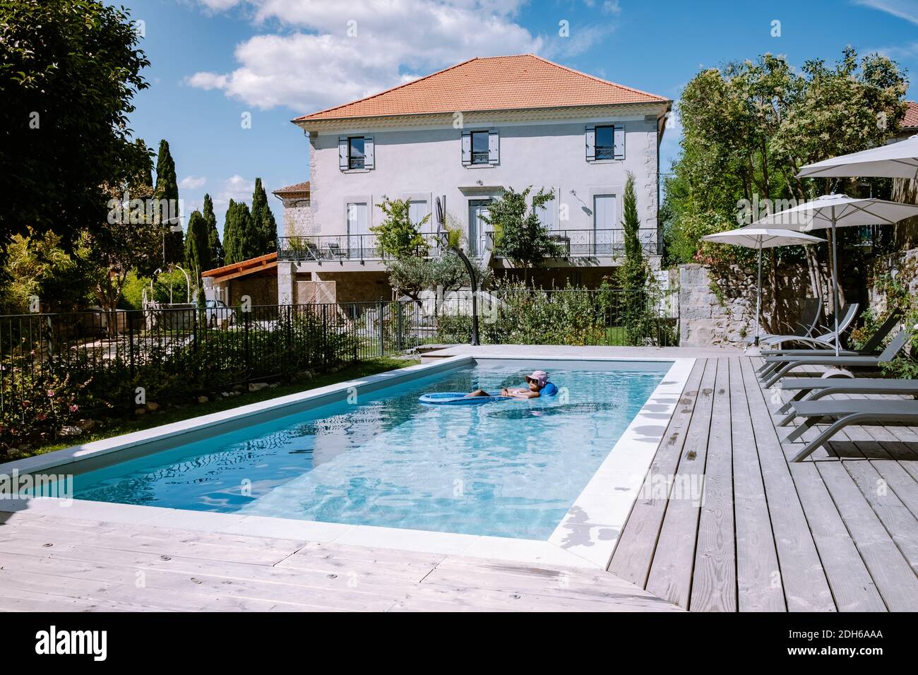 French vacation home with wooden deck and swimming pool in the Ardeche ...