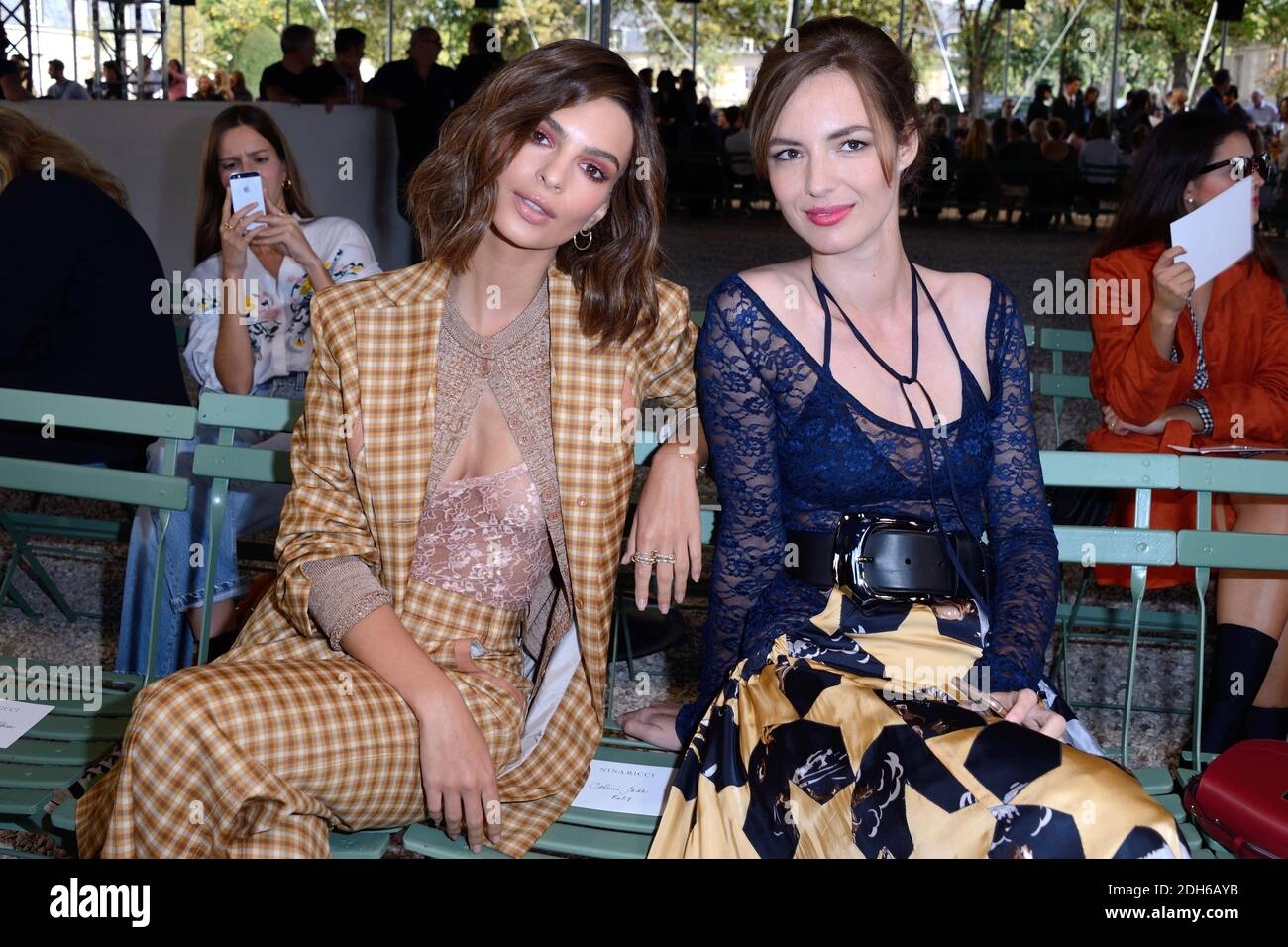 Emily Ratajkowski and Louise Bourgoin attending the Nina Ricci Fashion ...