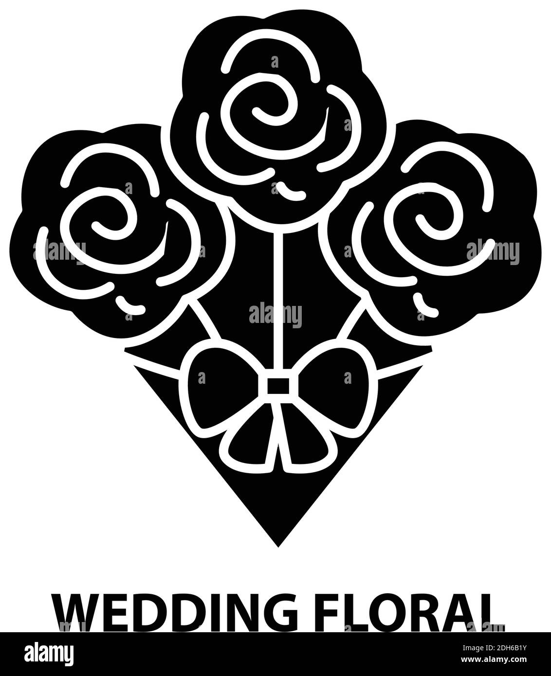 wedding floral icon, black vector sign with editable strokes, concept ...