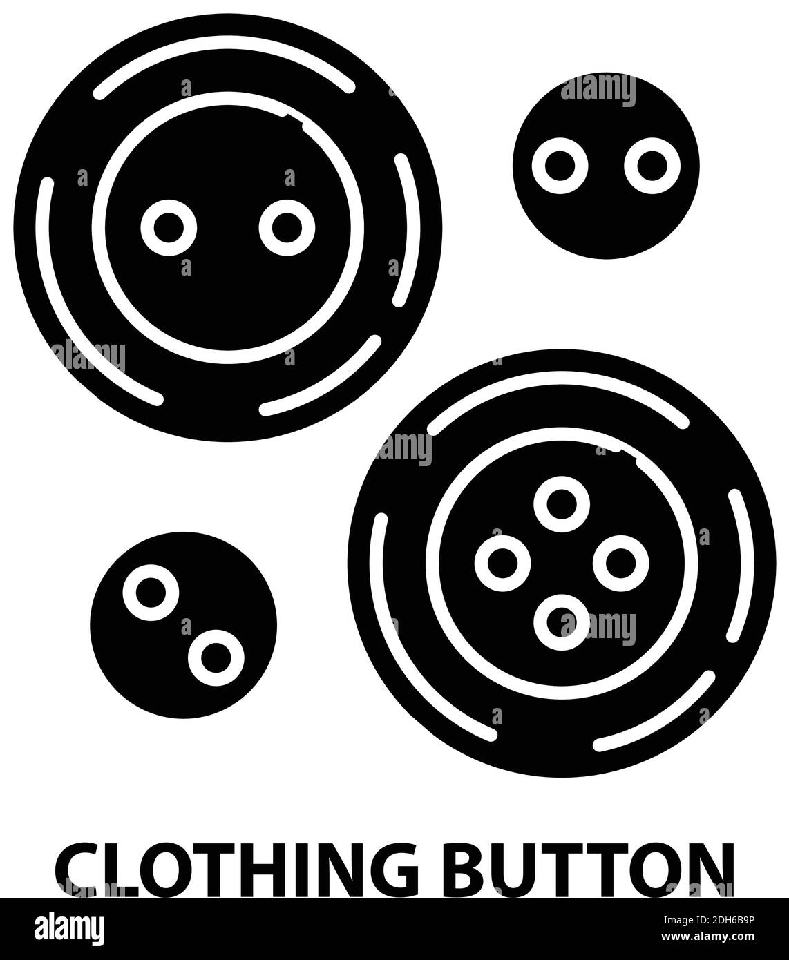clothing button icon, black vector sign with editable strokes, concept ...