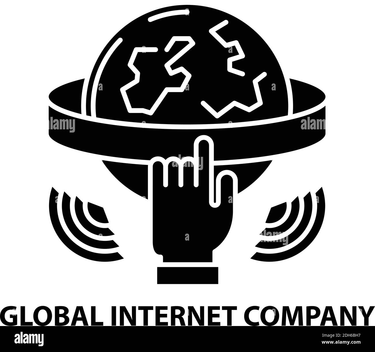global internet company icon, black vector sign with editable strokes ...
