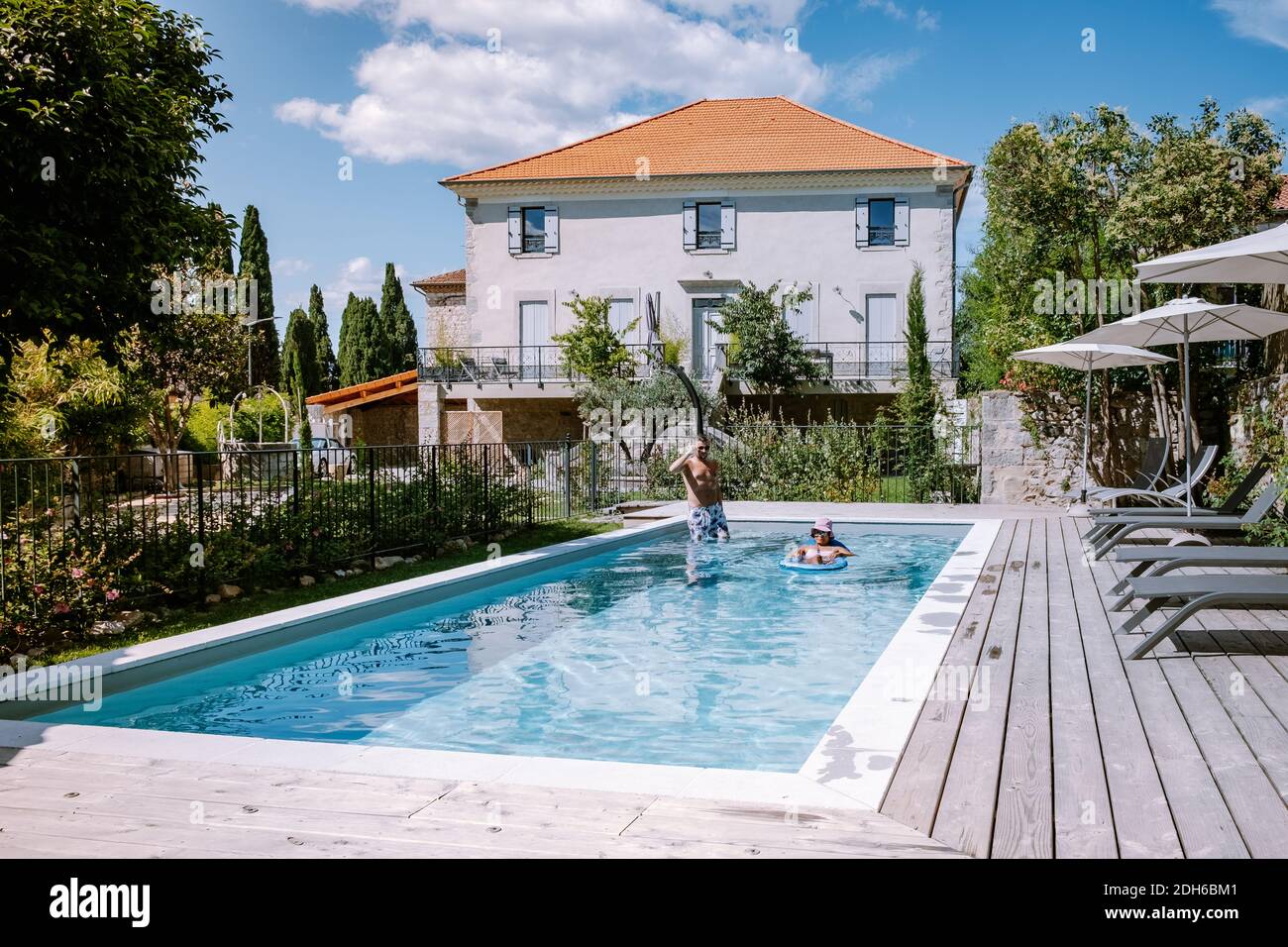 French vacation home with wooden deck and swimming pool in the Ardeche ...