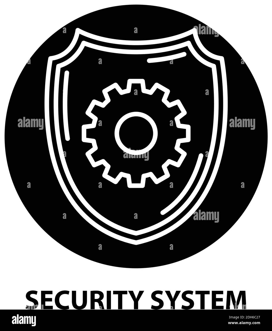 security system icon, black vector sign with editable strokes, concept ...