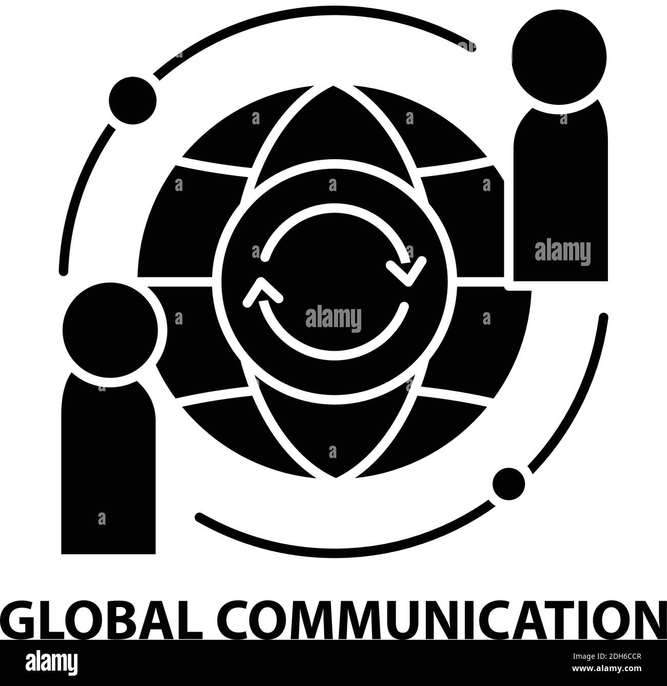 global communication icon, black vector sign with editable strokes ...