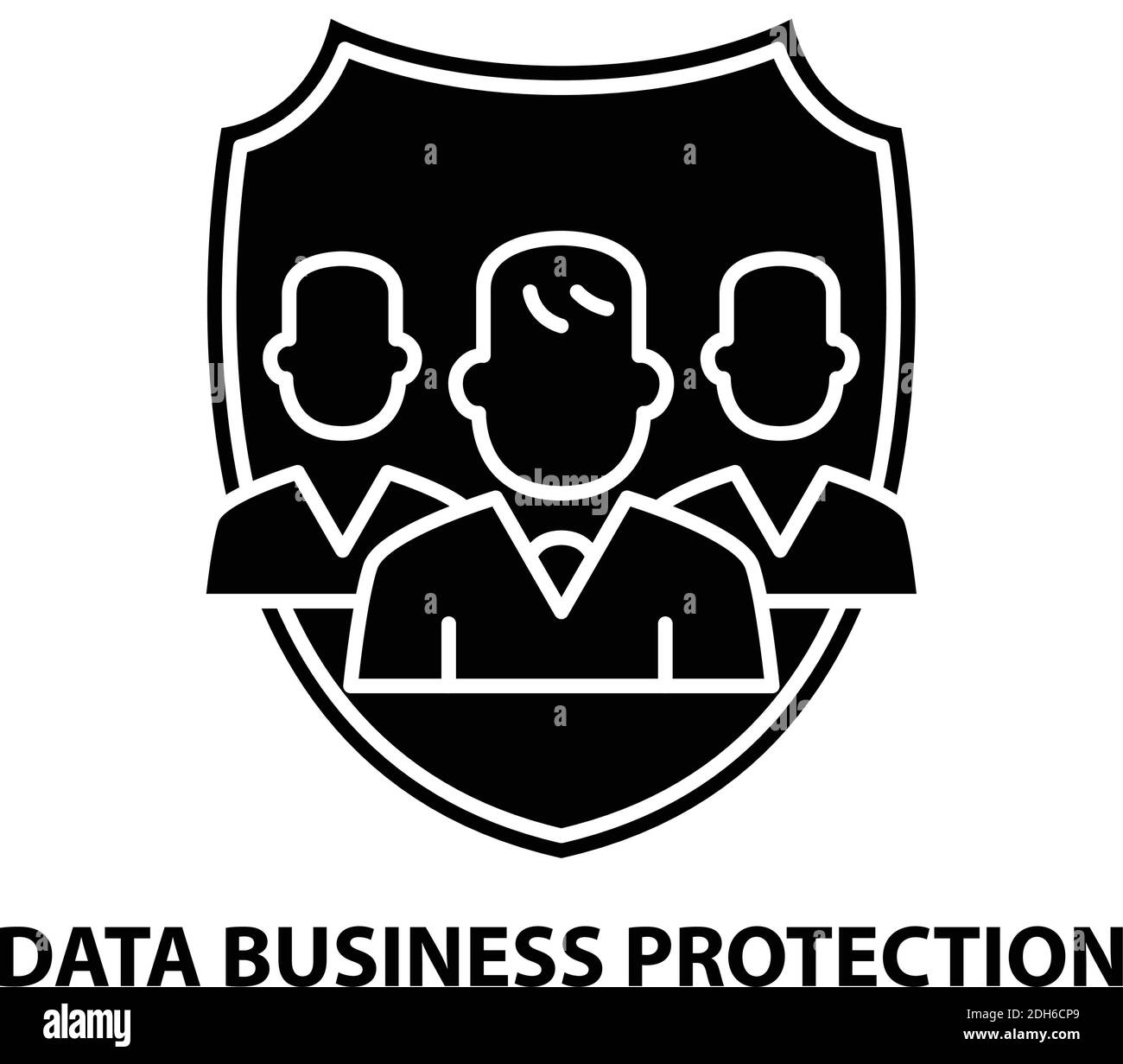 data business protection icon, black vector sign with editable strokes ...
