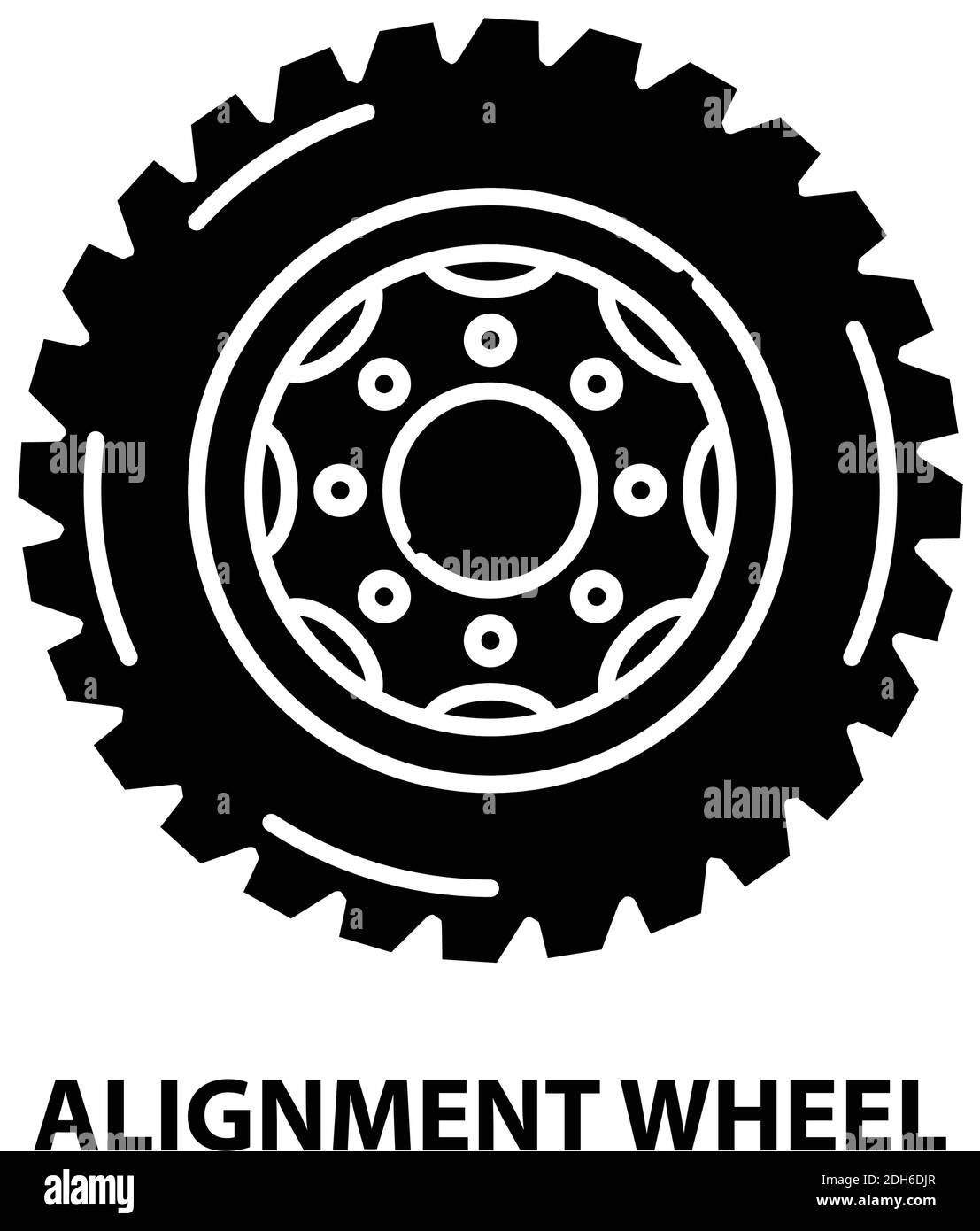 alignment wheel icon, black vector sign with editable strokes, concept ...