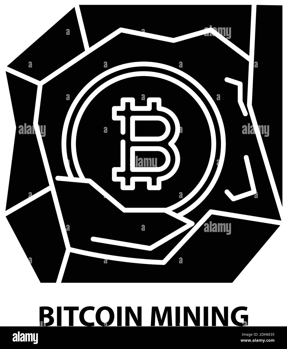 bitcoin mining icon, black vector sign with editable strokes, concept ...