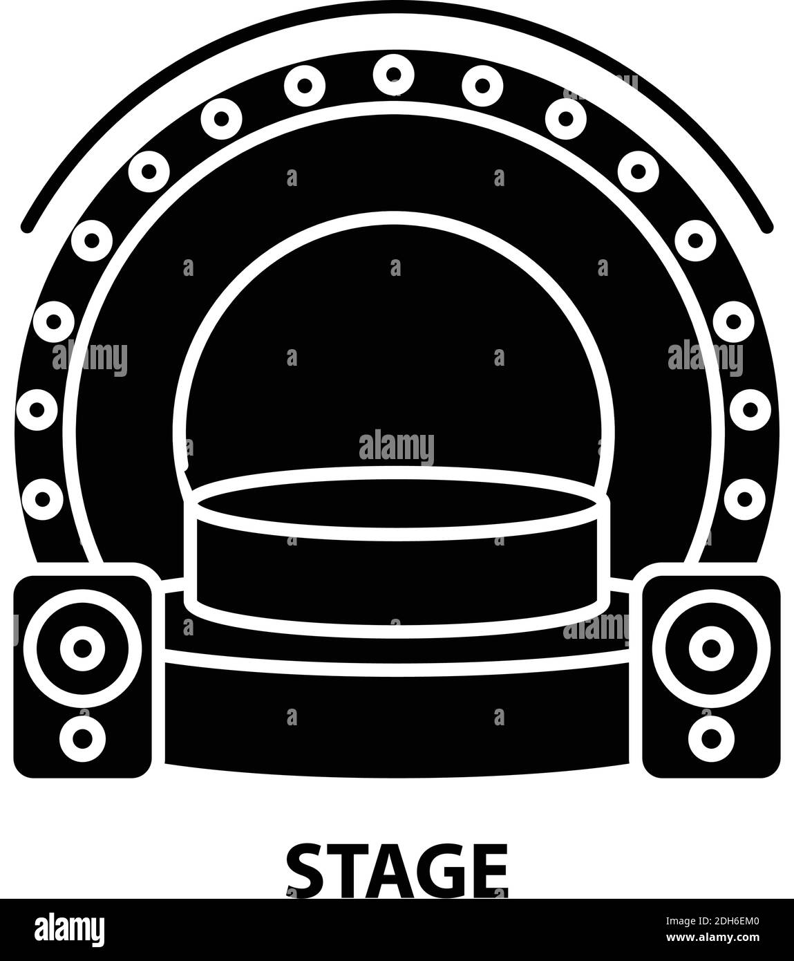 stage icon, black vector sign with editable strokes, concept ...