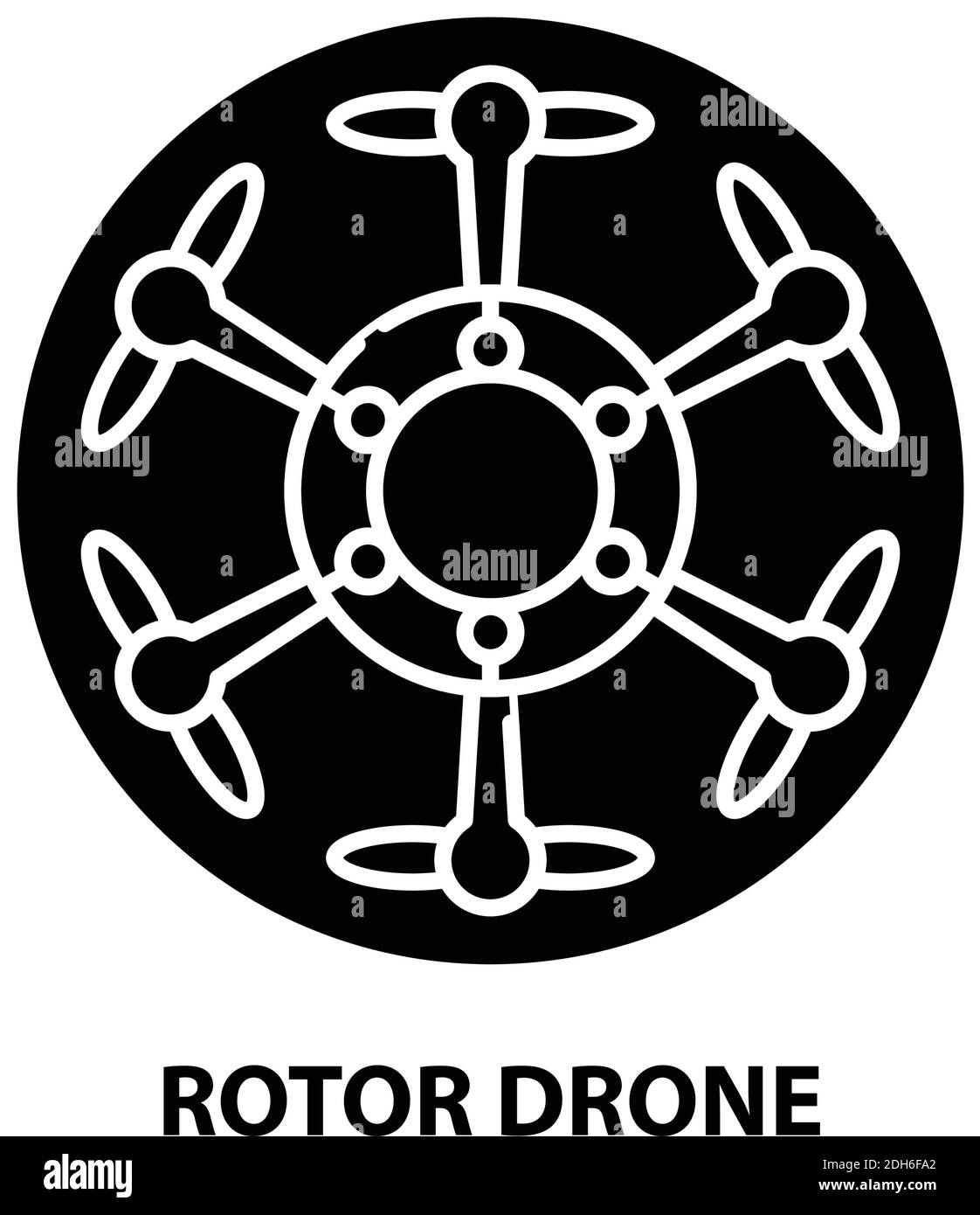 rotor drone icon, black vector sign with editable strokes, concept ...