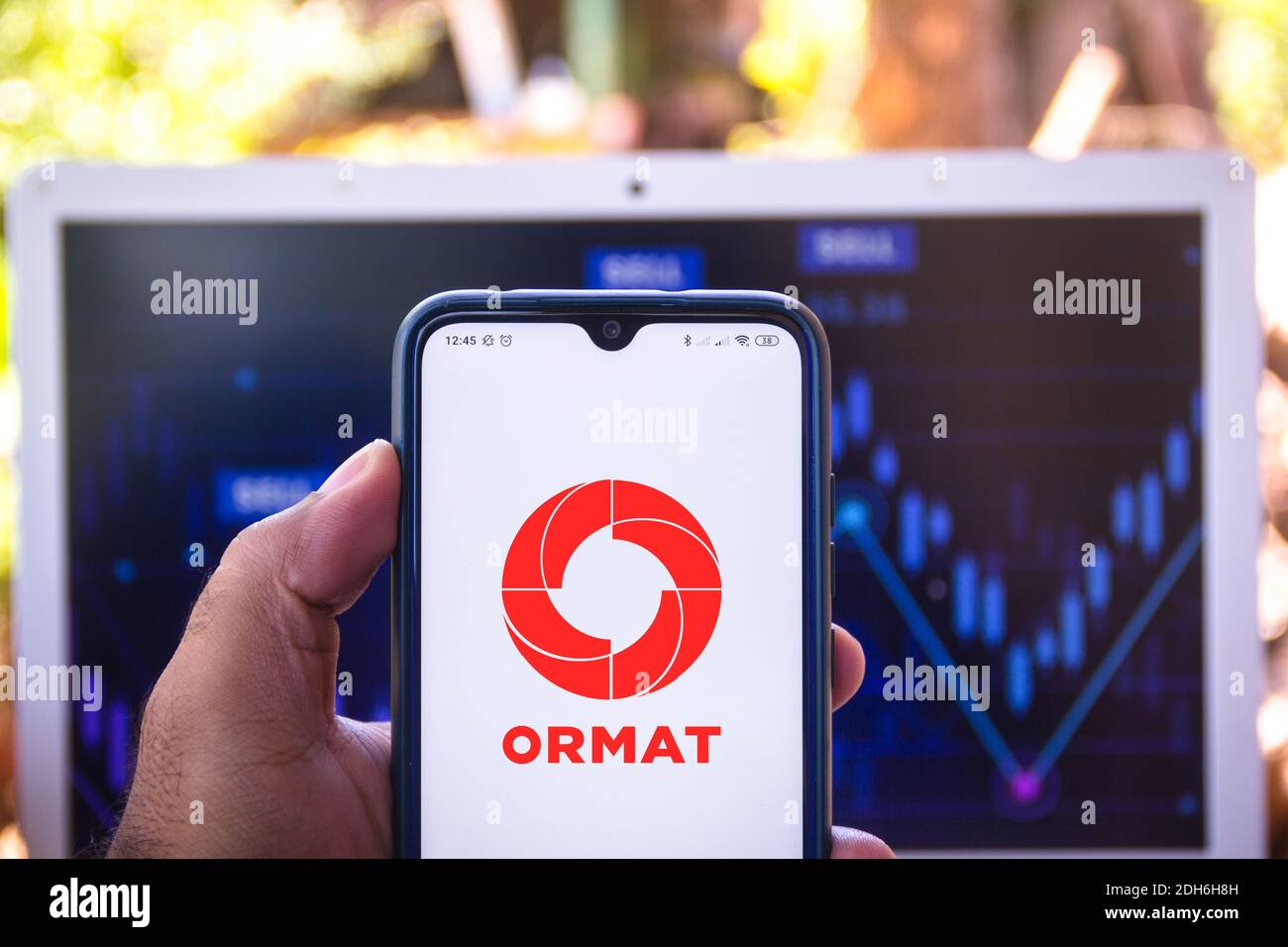 In this photo illustration the Ormat Technologies logo seen displayed ...