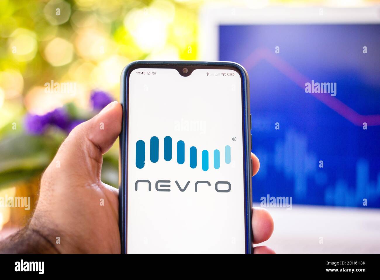 In this photo illustration the Nevro logo seen displayed on a ...