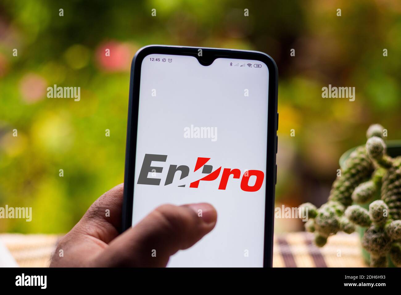 In this photo illustration the EnPro Industries logo seen displayed on ...