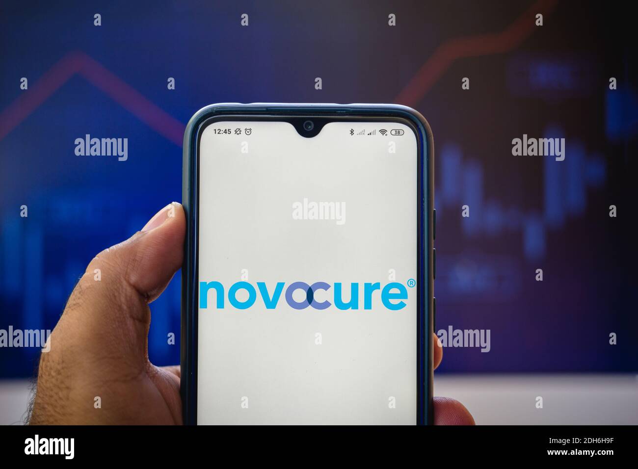 In this photo illustration the NovoCure Limited logo seen displayed on ...