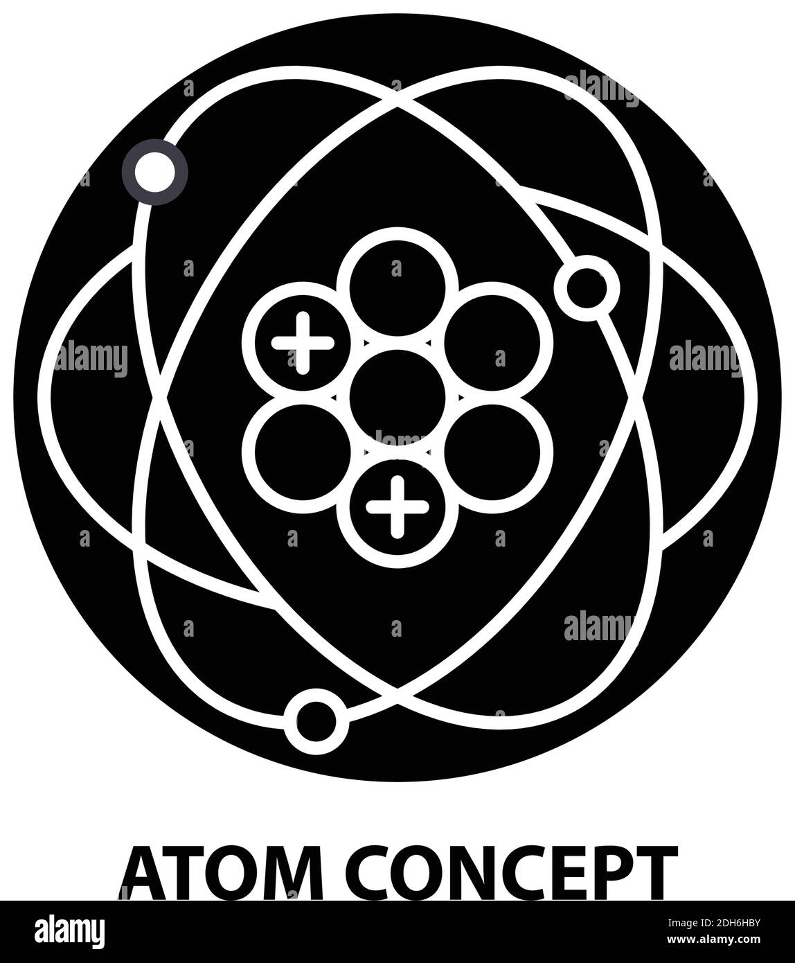 atom concept icon, black vector sign with editable strokes, concept ...
