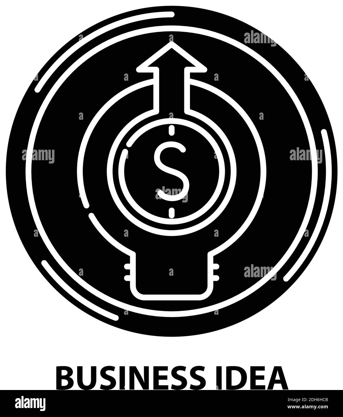 business idea icon, black vector sign with editable strokes, concept ...
