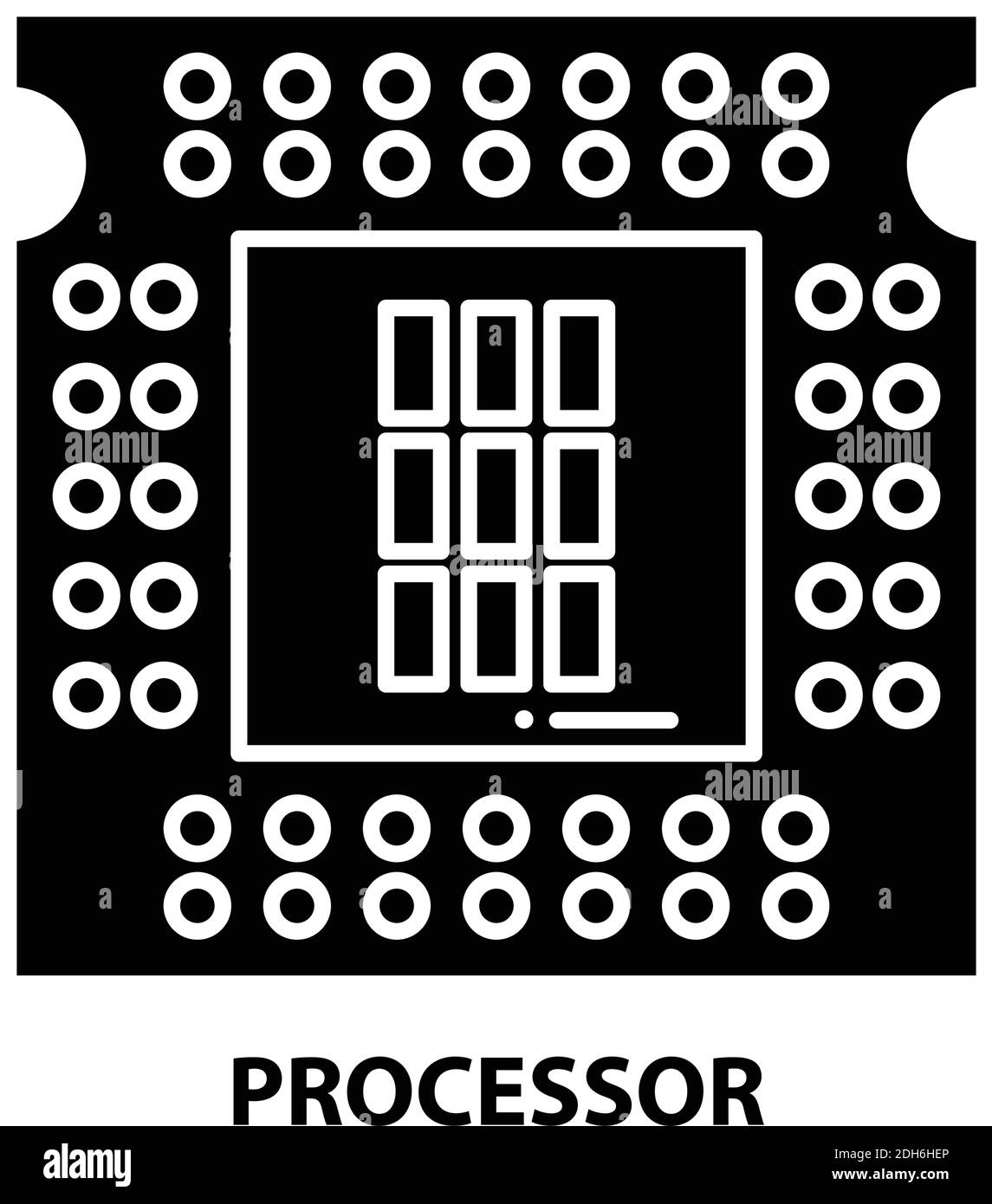processor icon, black vector sign with editable strokes, concept ...