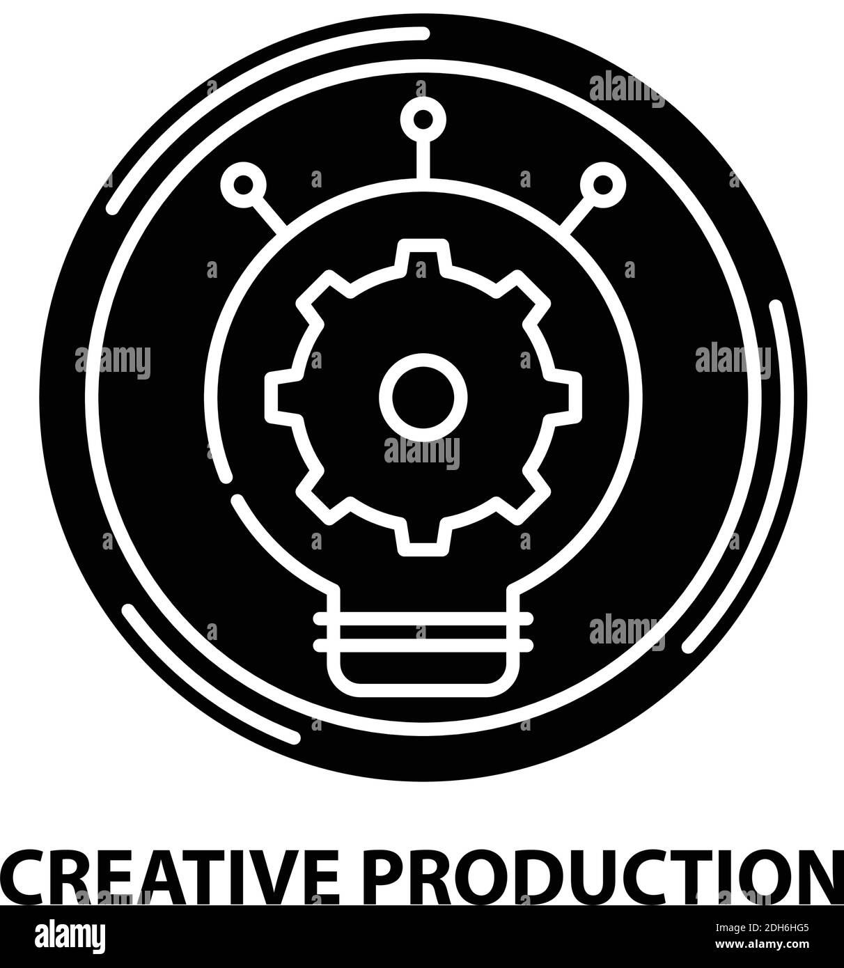 creative production icon, black vector sign with editable strokes ...