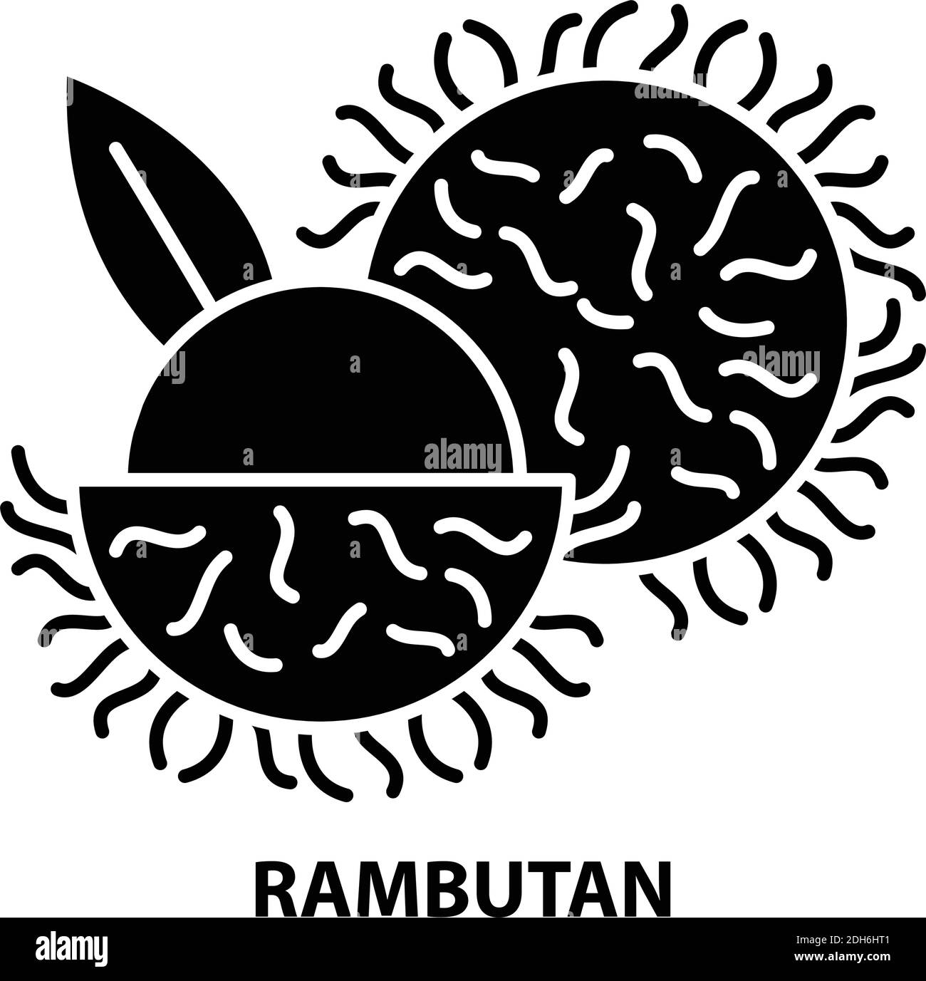 rambutan icon, black vector sign with editable strokes, concept ...