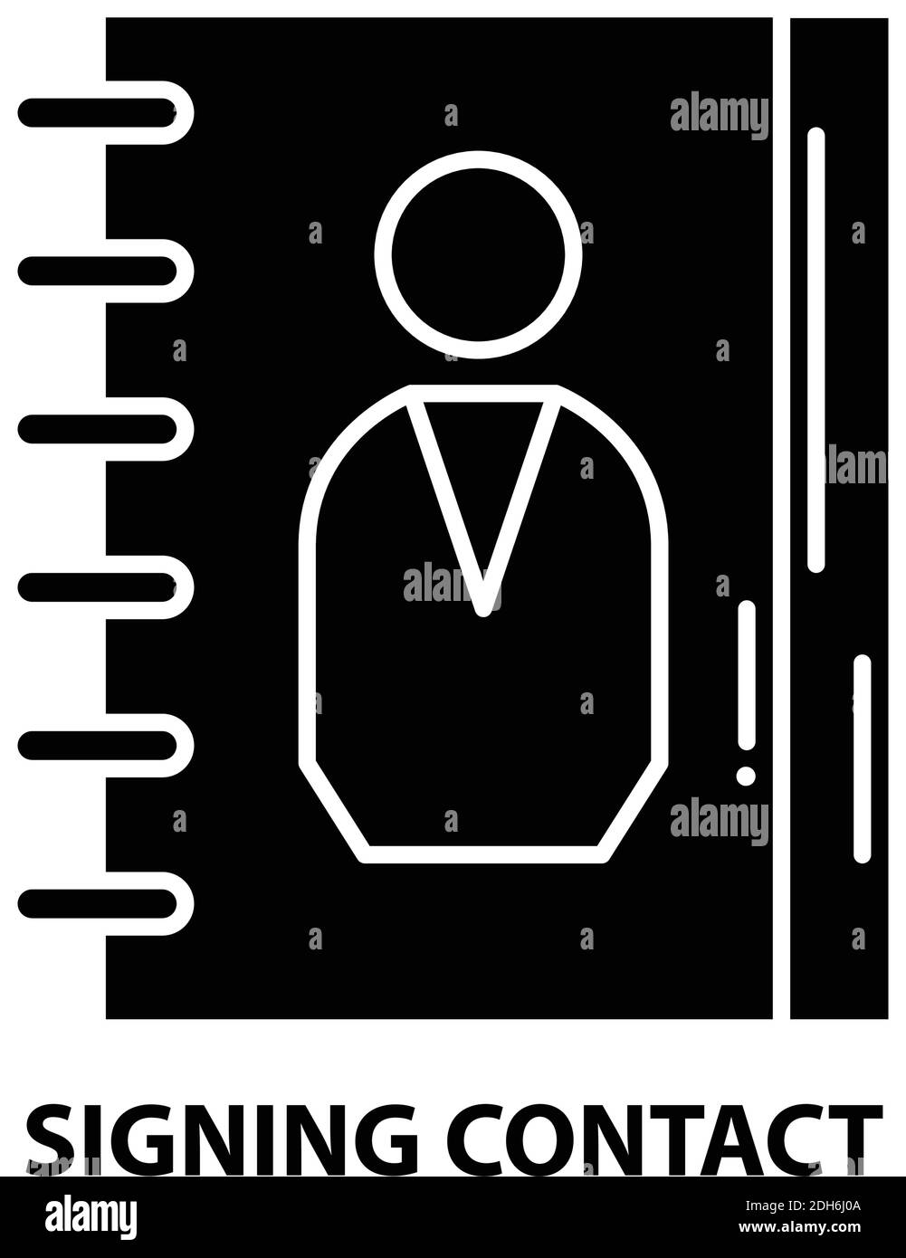signing contact icon, black vector sign with editable strokes, concept ...