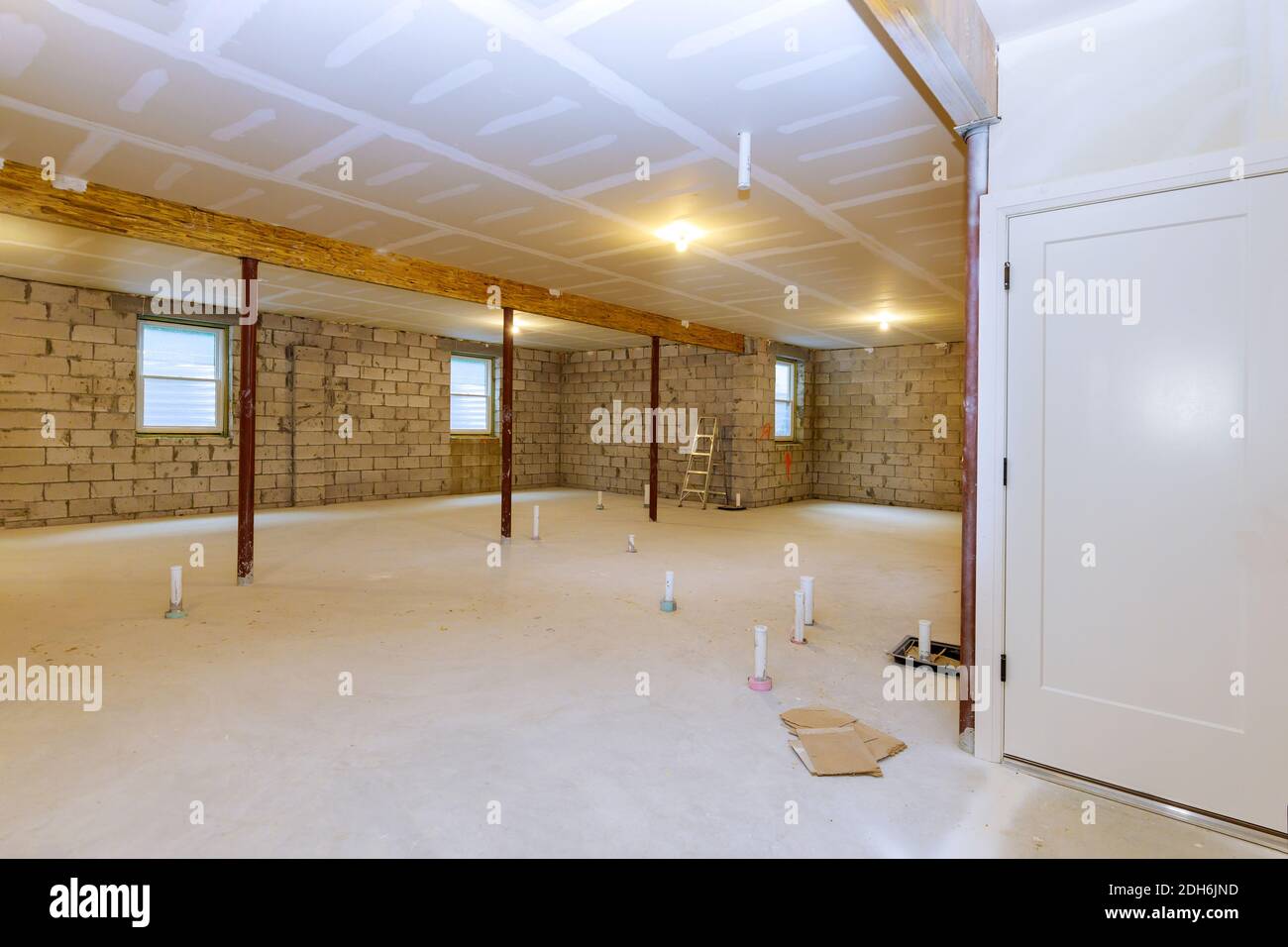 New residential under construction home with basement unfinished view ...