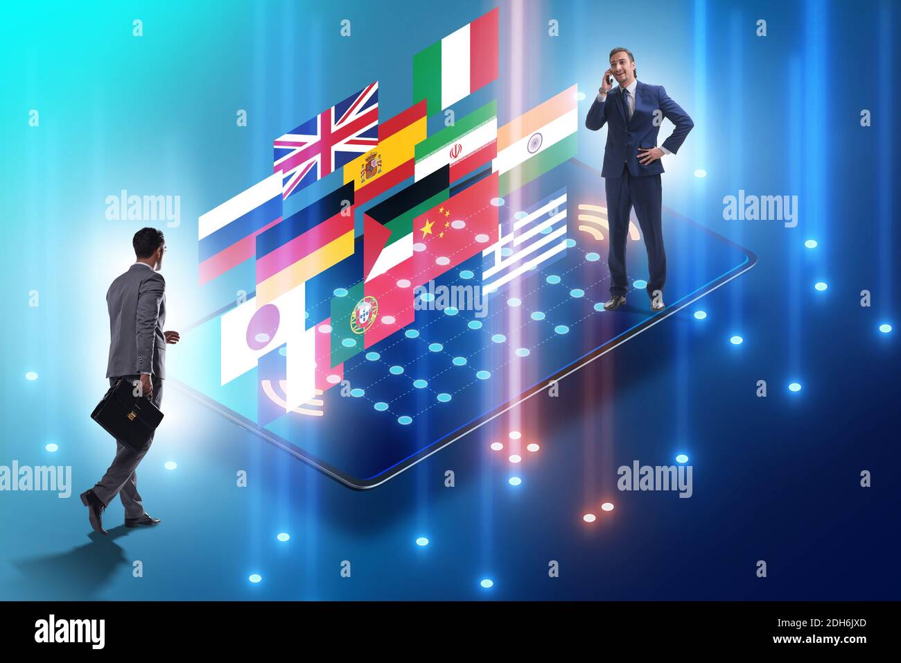 Concept of online foreign language translation and learning Stock Photo ...