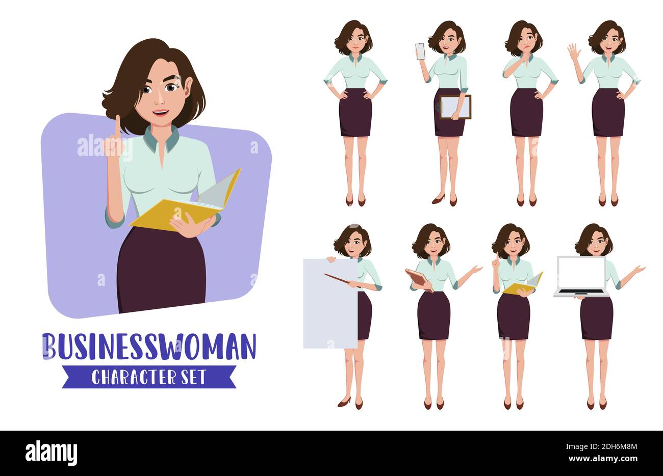 Business woman teacher character vector set. Businesswoman female ...
