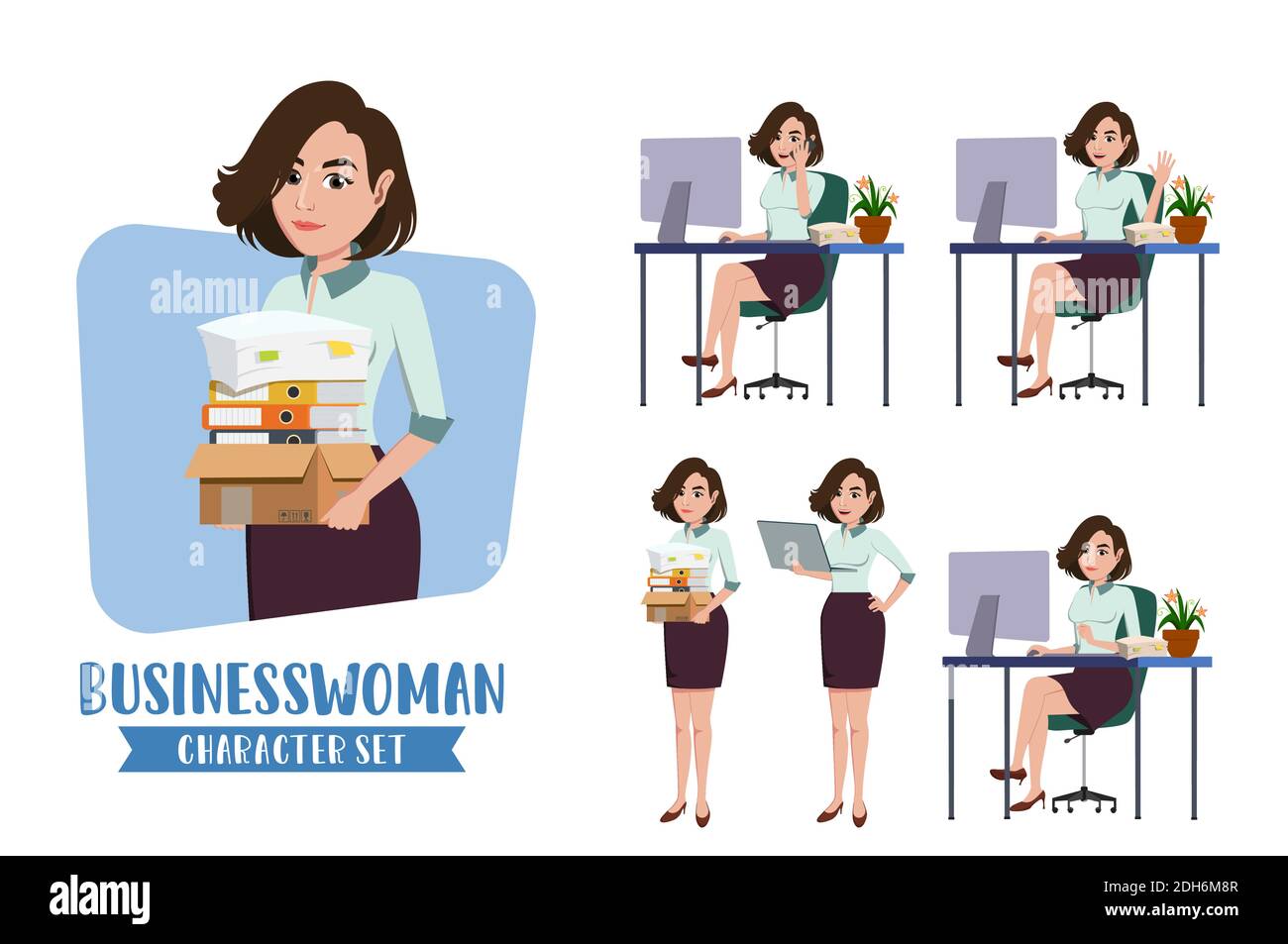 Businesswoman character vector set. Business woman characters office ...
