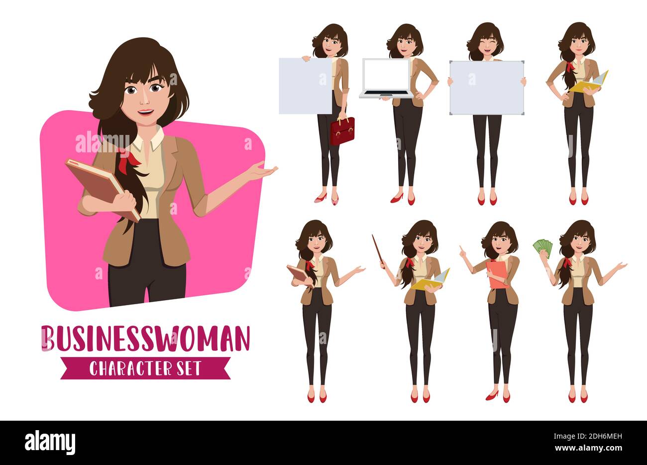 Business woman teacher character vector set. Business woman characters ...
