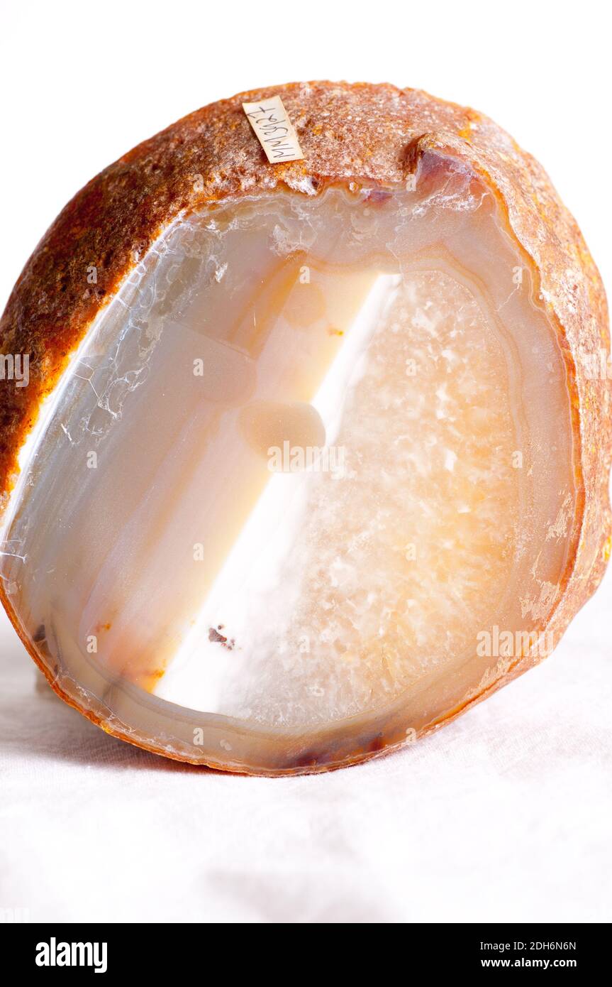 rough round mineral sample of agate crystal with crust Stock Photo - Alamy