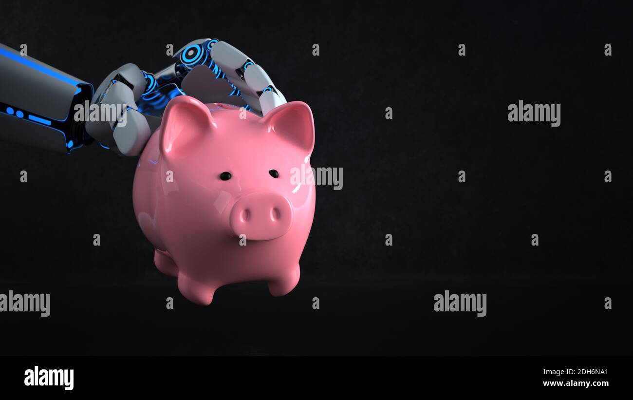 Humanoid Robot Hand Piggy Bank Stock Photo - Alamy
