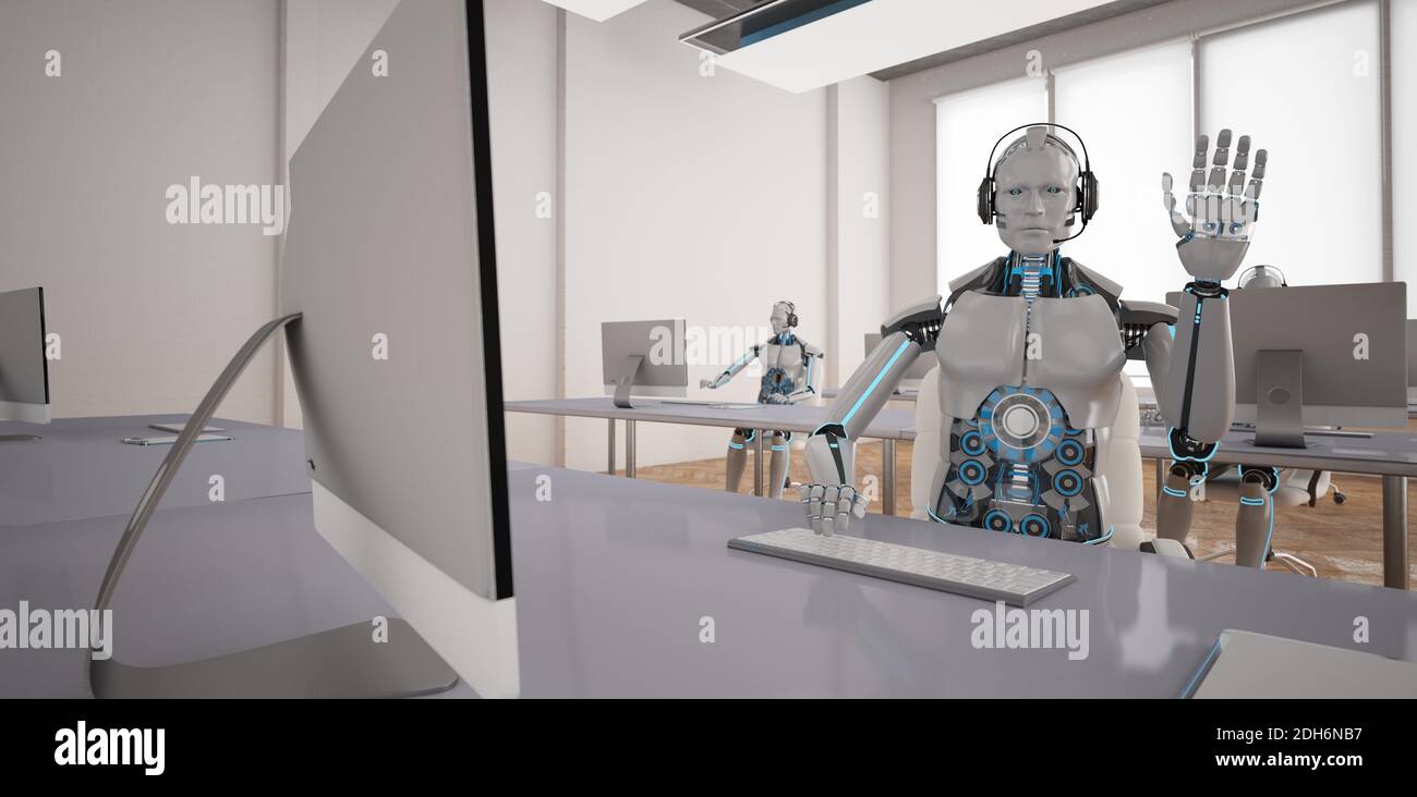 Call Robot Call Center Stock Photo - Alamy