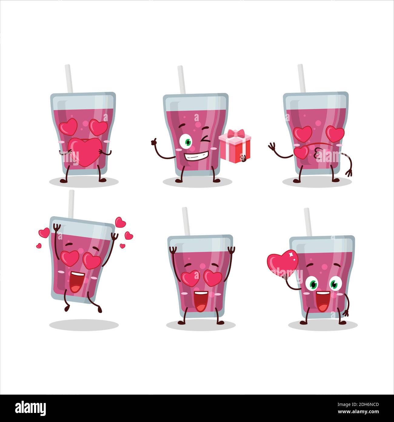 Purple juice cartoon character with love cute emoticon. Vector ...
