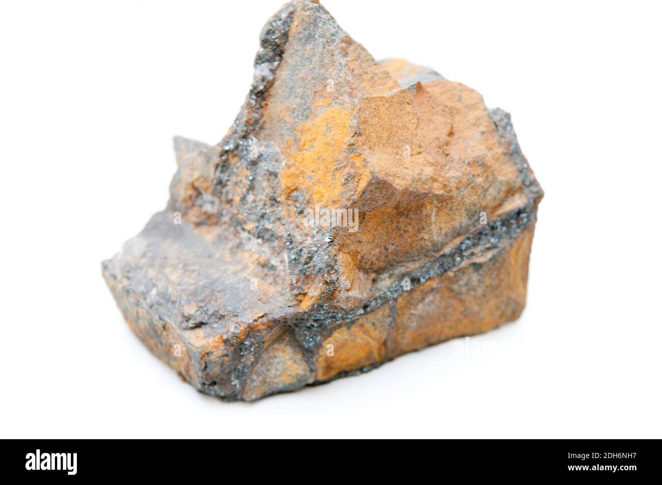 gold and hematite mineral sample on a white background Stock Photo - Alamy
