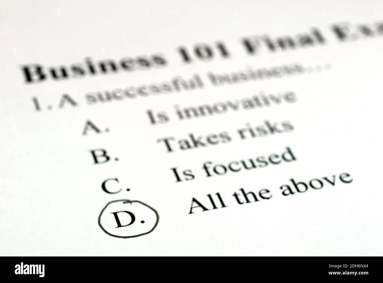 Business Test Success Final Exam Stock Photo - Alamy