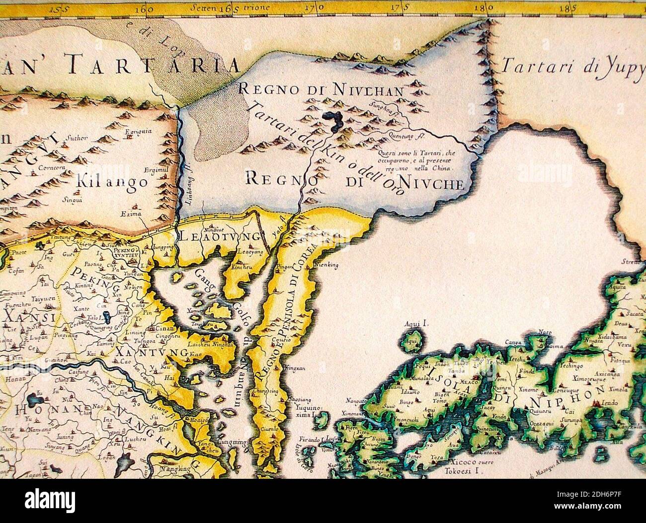 Northeastern fragment of a map of China (in Italian), showing the ...