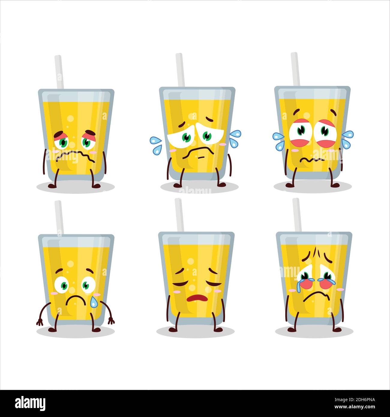 Banana juice cartoon character with sad expression. Vector illustration ...