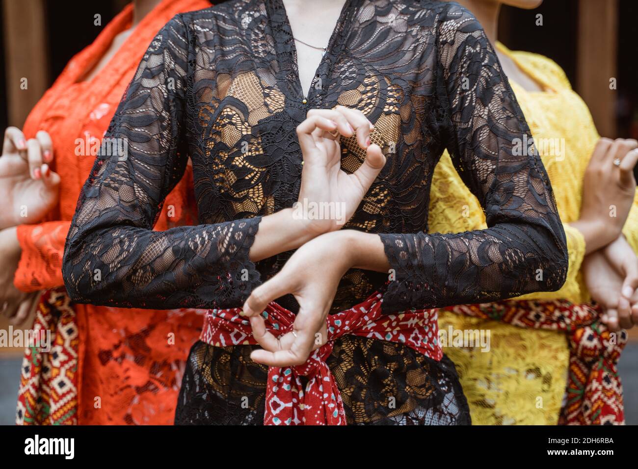 portrait of a young woman wearing Javanese kebaya traditional clothes ...