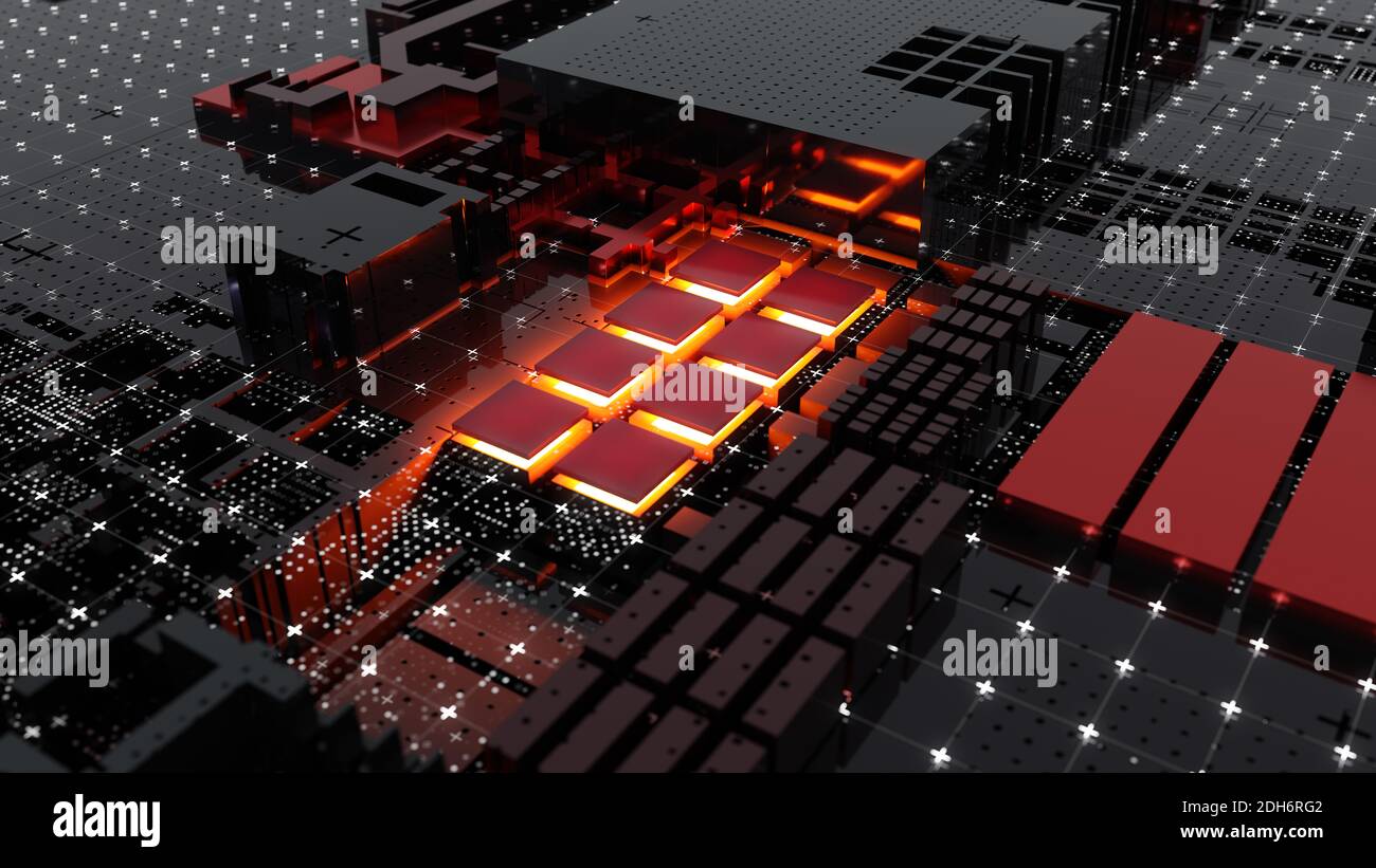 Abstract Central Computer Processors Concept. 3D illustration Stock ...
