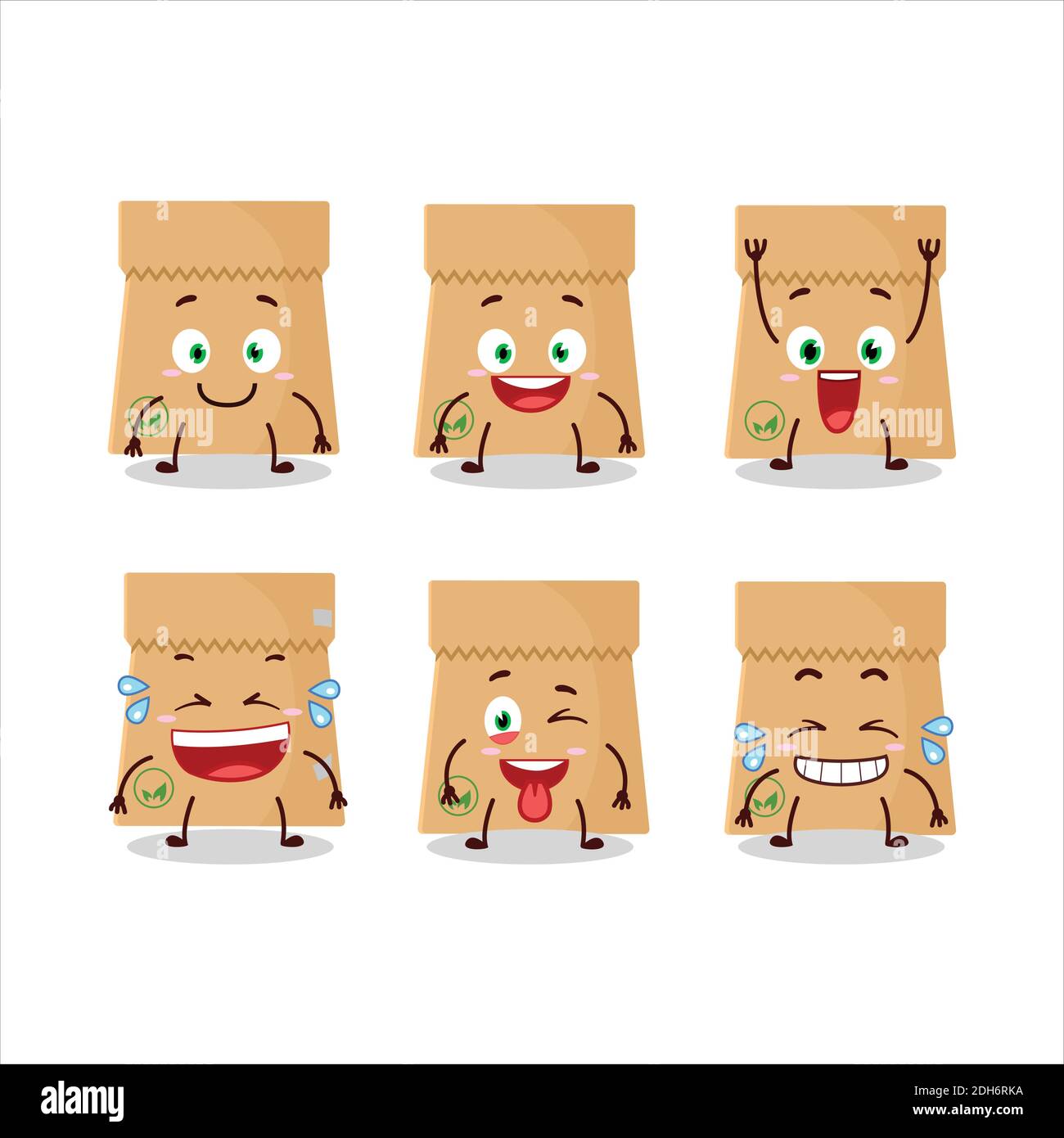 Cartoon character of recycle paper bag with smile expression. Vector ...