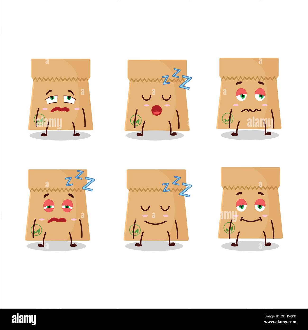 Cartoon character of recycle paper bag with sleepy expression. Vector ...