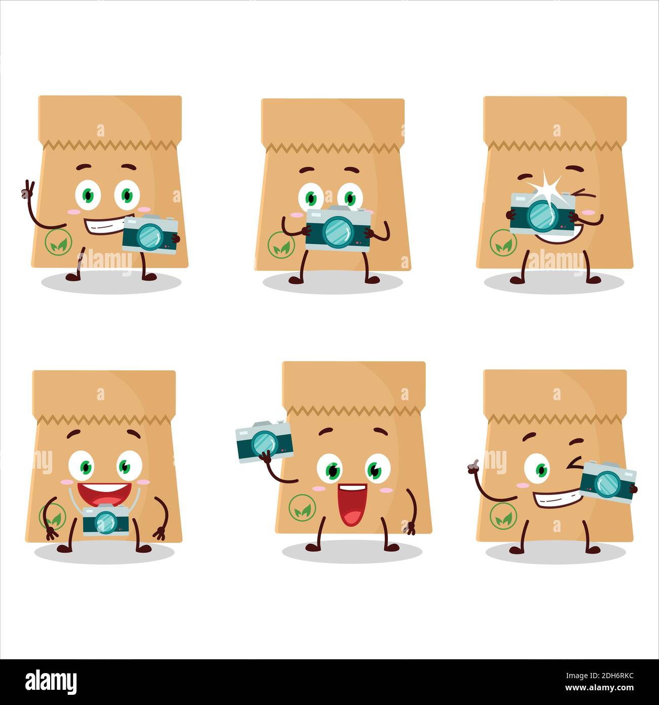 Photographer profession emoticon with recycle paper bag cartoon ...