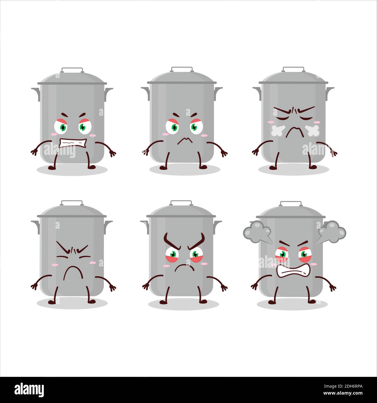 Stock pot cartoon character with various angry expressions. Vector ...