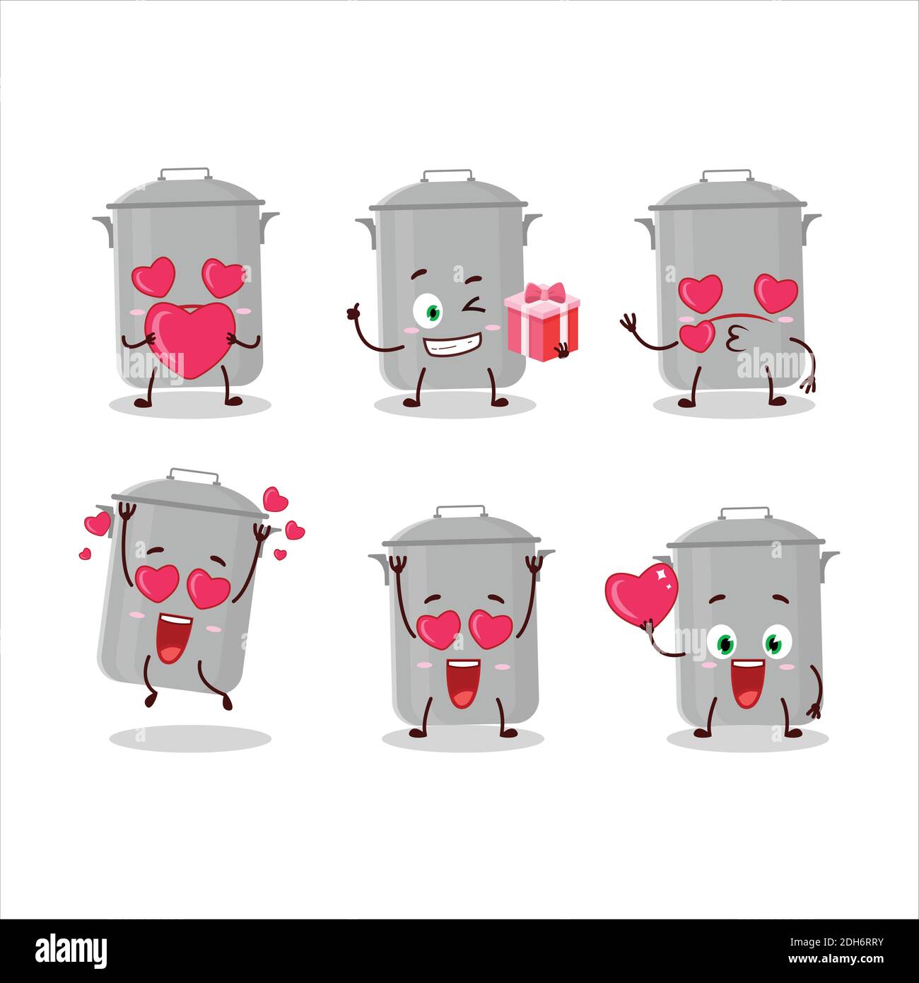 Stock pot cartoon character with love cute emoticon. Vector ...