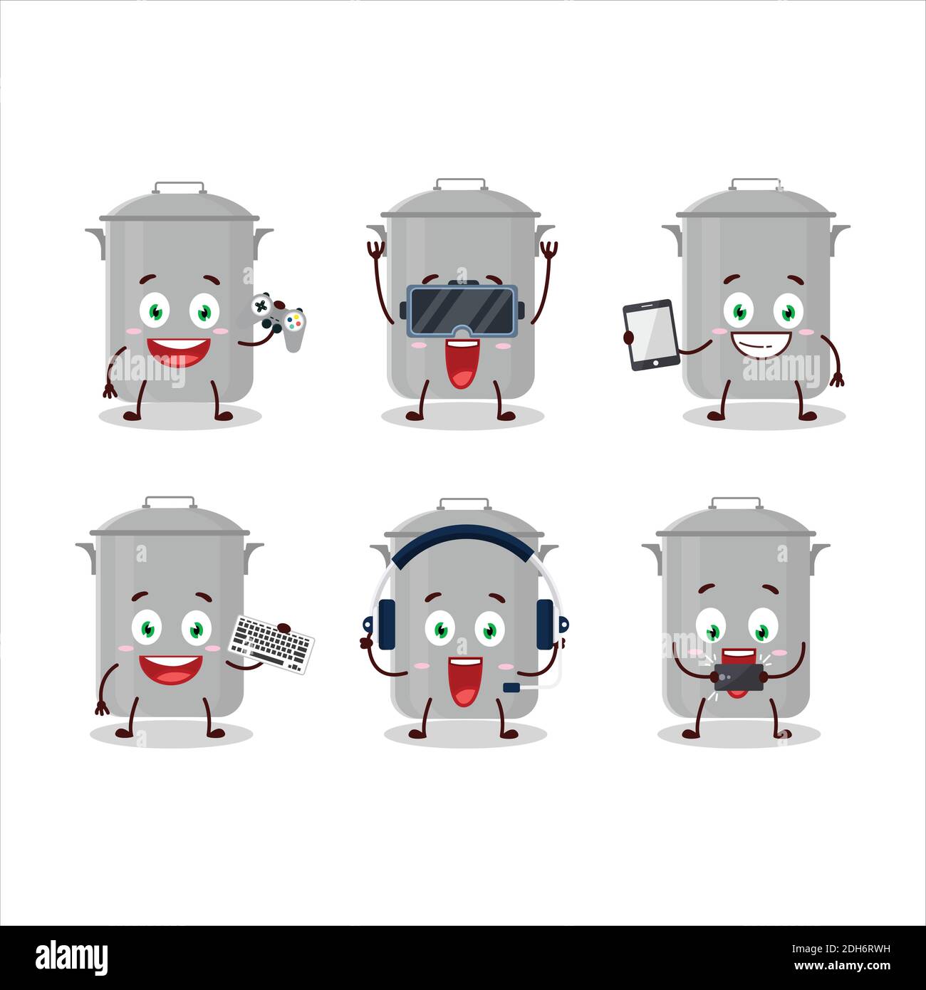 Stock pot cartoon character are playing games with various cute ...