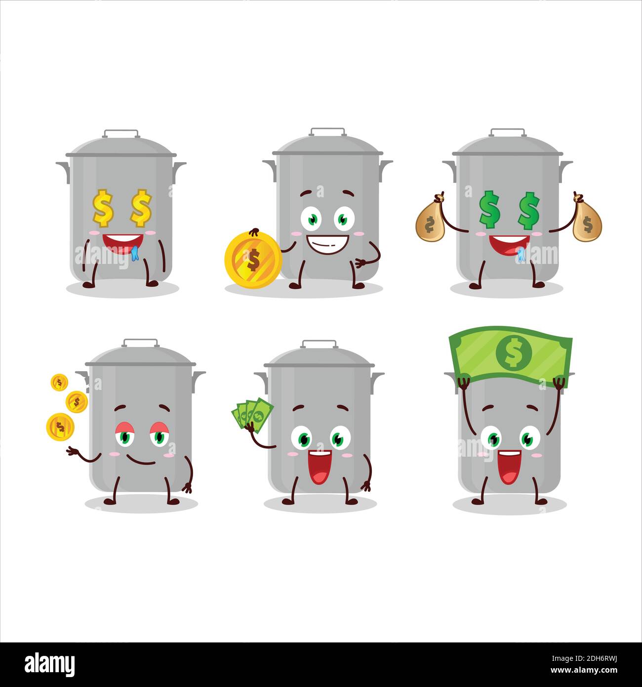 Stock pot cartoon character with cute emoticon bring money. Vector ...