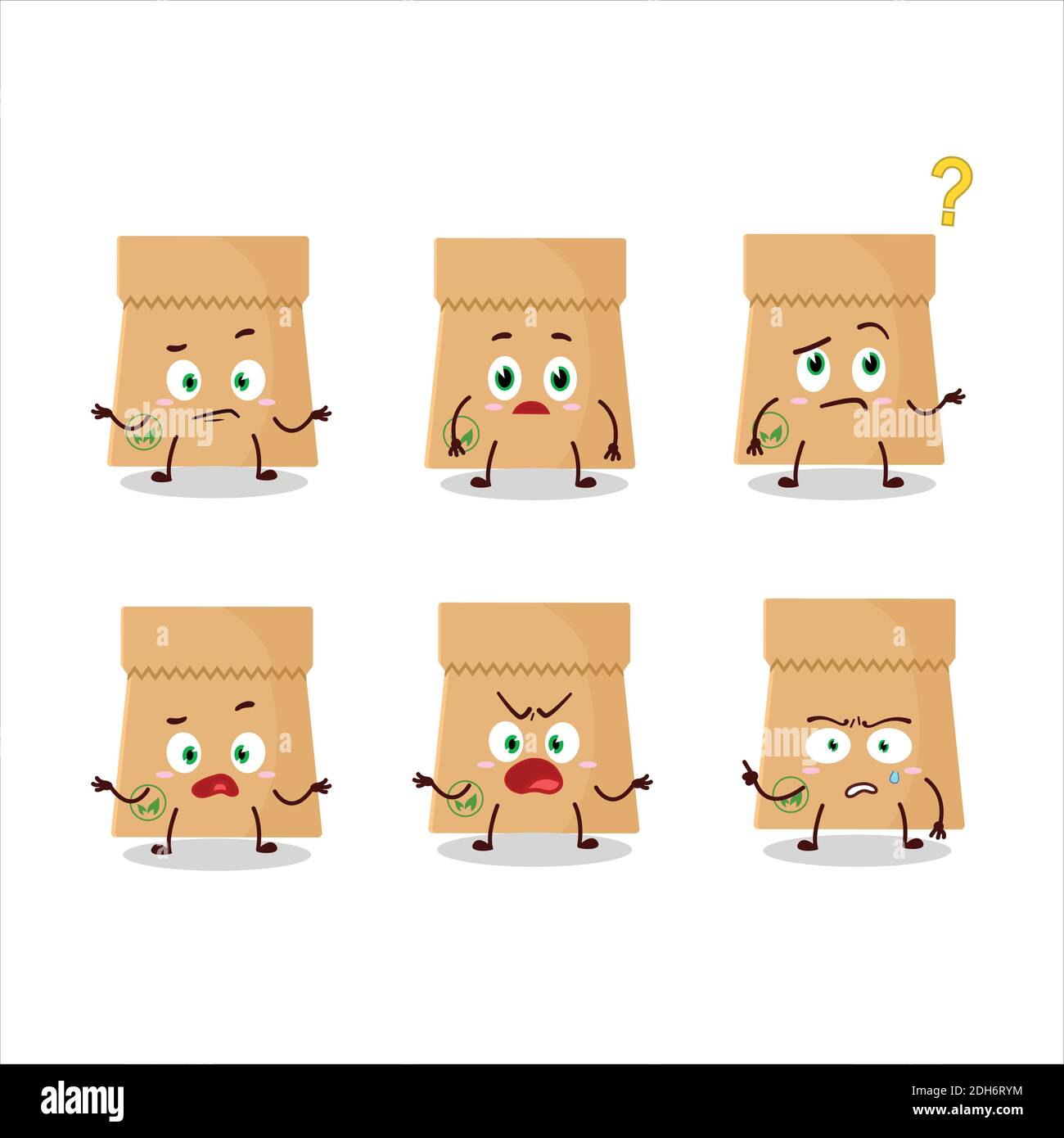 Cartoon character of recycle paper bag with what expression. Vector ...