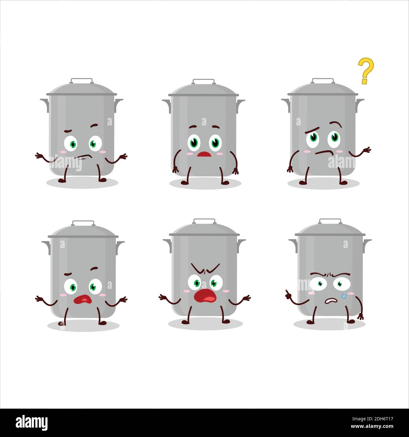 Cartoon character of stock pot with what expression. Vector ...